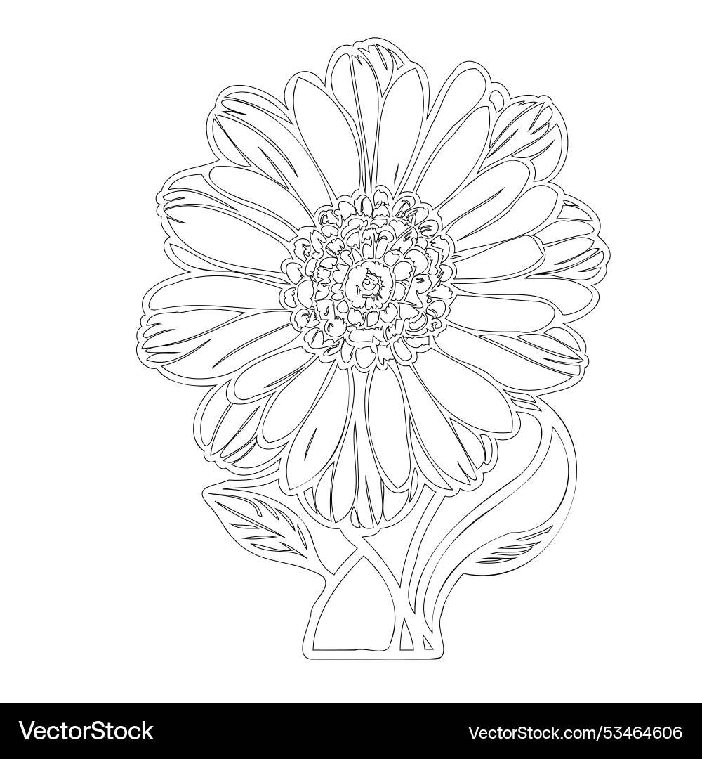 Sunflower outline sketch Royalty Free Vector Image