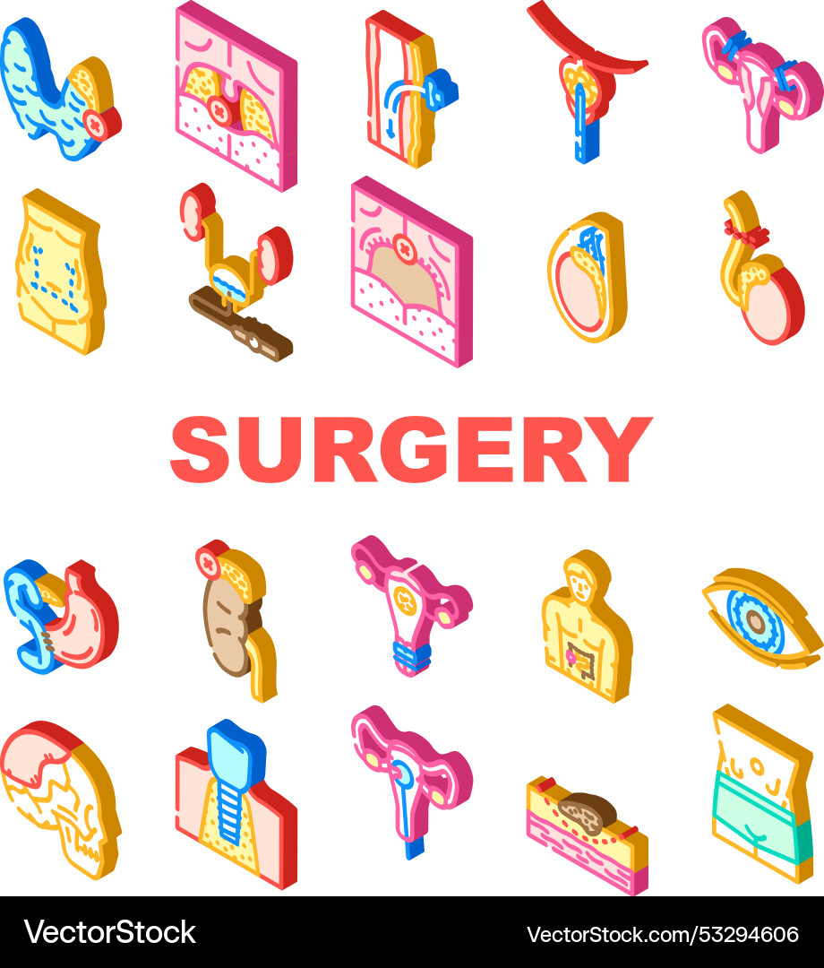 Surgery hospital operation icons set Royalty Free Vector