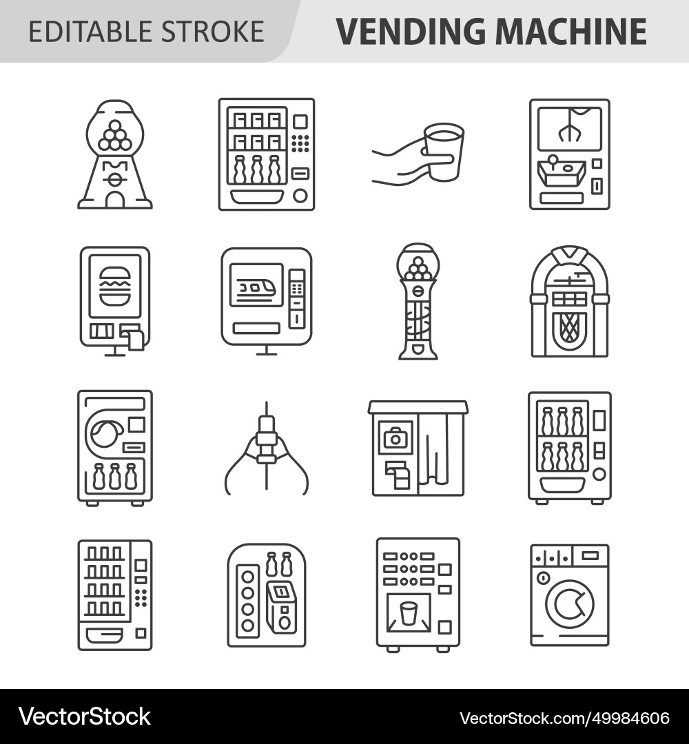 Vending machine line icon collection Royalty Free Vector