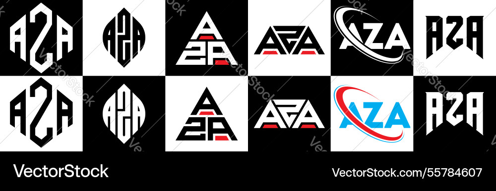 Aza letter logo design in six style polygon Vector Image