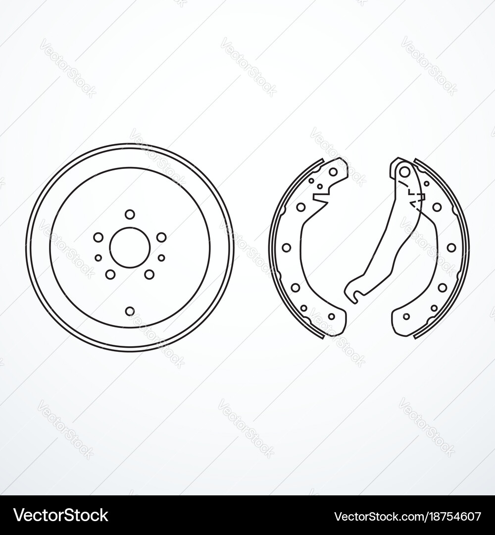 Brake drum and pads Royalty Free Vector Image - VectorStock