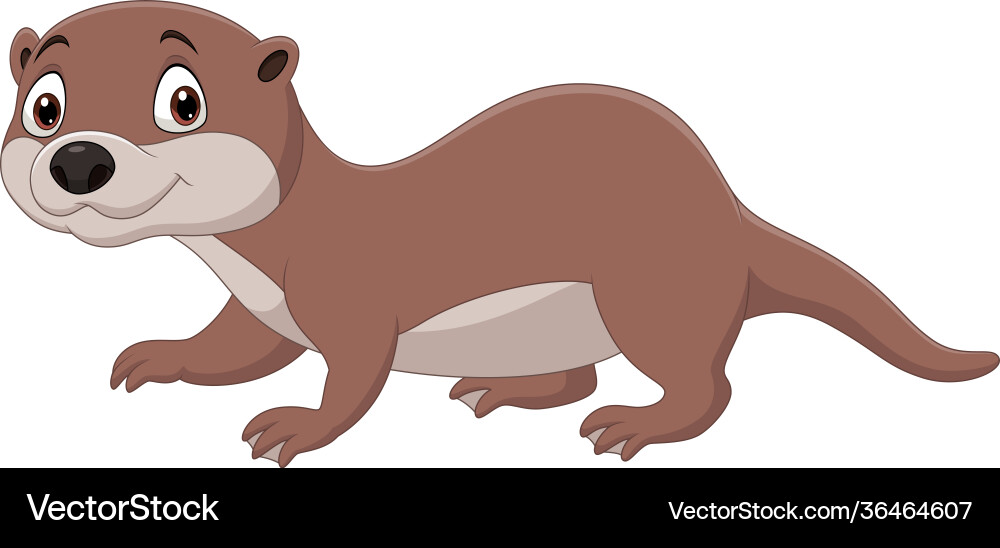 Cartoon cute otter isolated on white background Vector Image