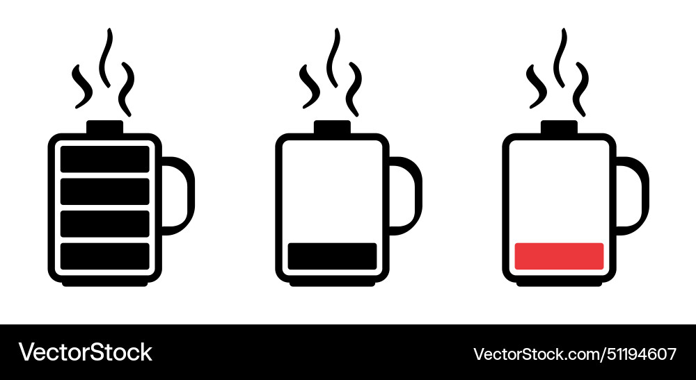 Coffee charge loading indicator mug with battery Vector Image