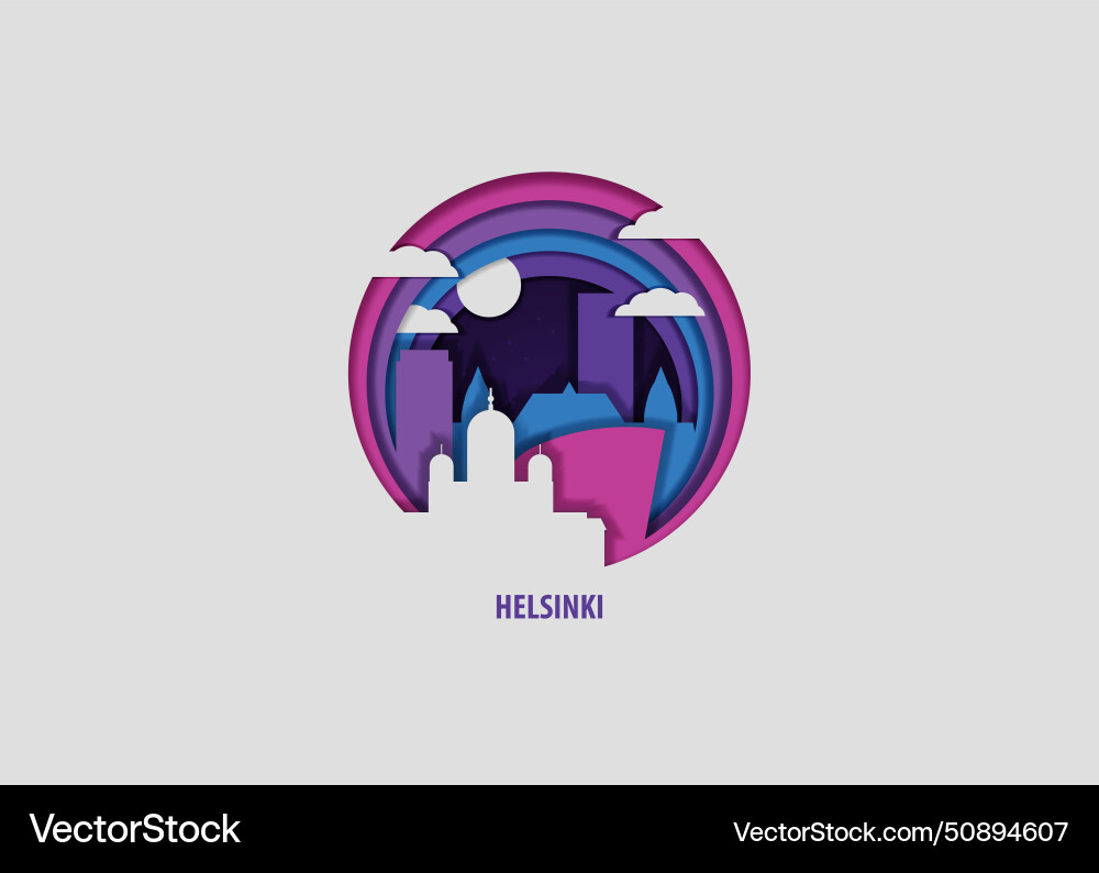 Creative paper cut layer craft helsinki origami Vector Image