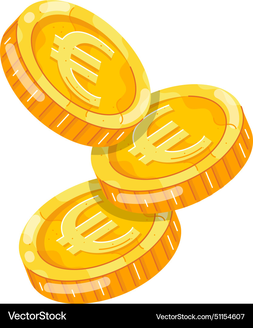 Gold coins flat stickers Royalty Free Vector Image