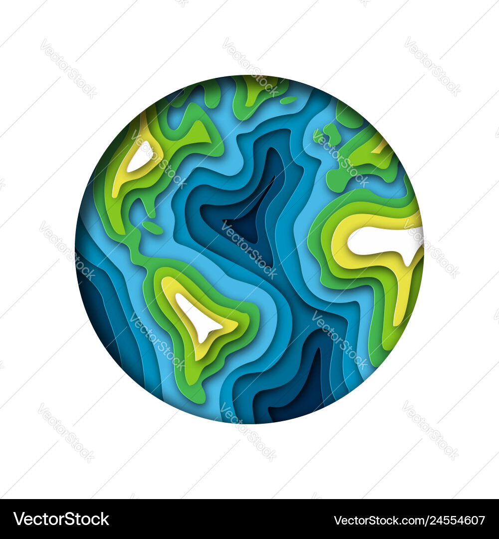 Layered Paper Earth Cutout - Planet Conservation Vector Image