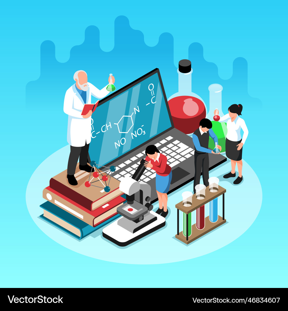 School science lab isometric Royalty Free Vector Image