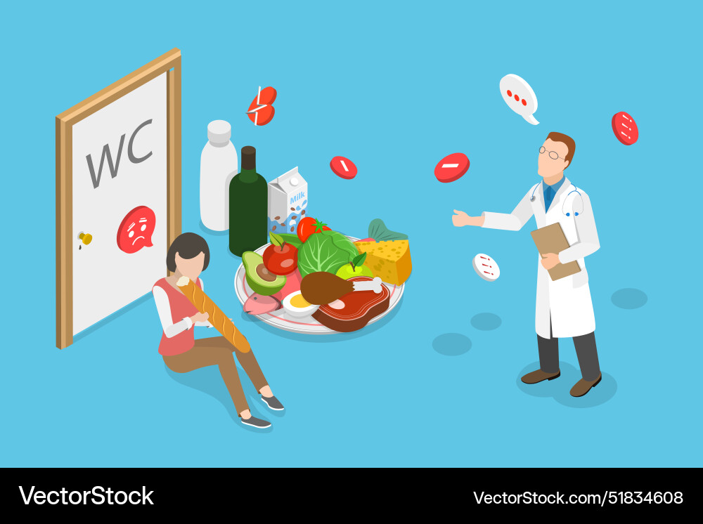 3d isometric flat of bulimia Royalty Free Vector Image
