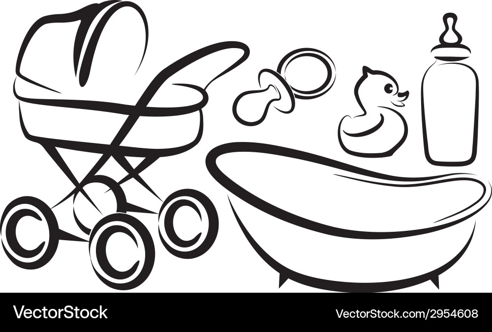 Baby Items Collection Royalty Free Vector Image