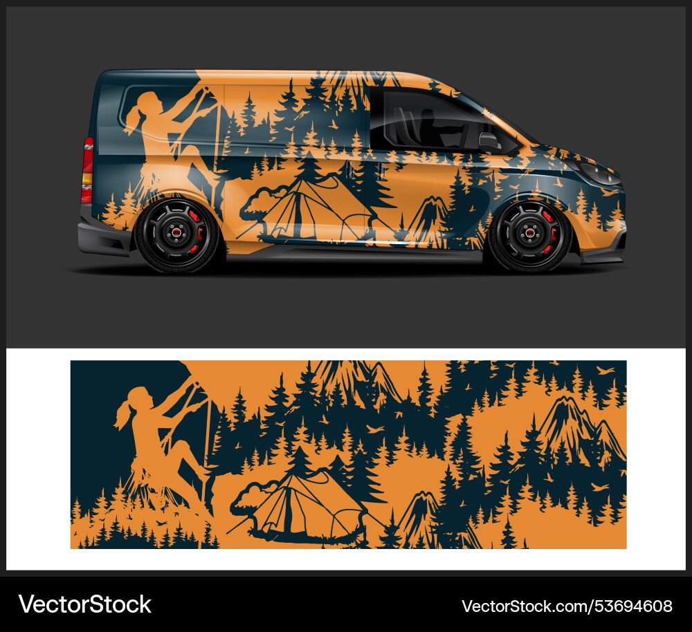 Car graphic for vehicle vinyl wrap Royalty Free Vector Image