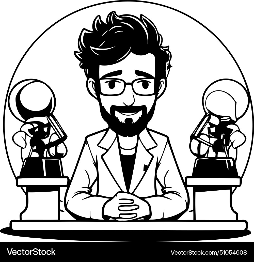 Cartoon scientist in lab coat Royalty Free Vector Image