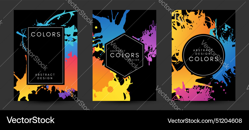 Colorful artistic poaters with paint splash Vector Image