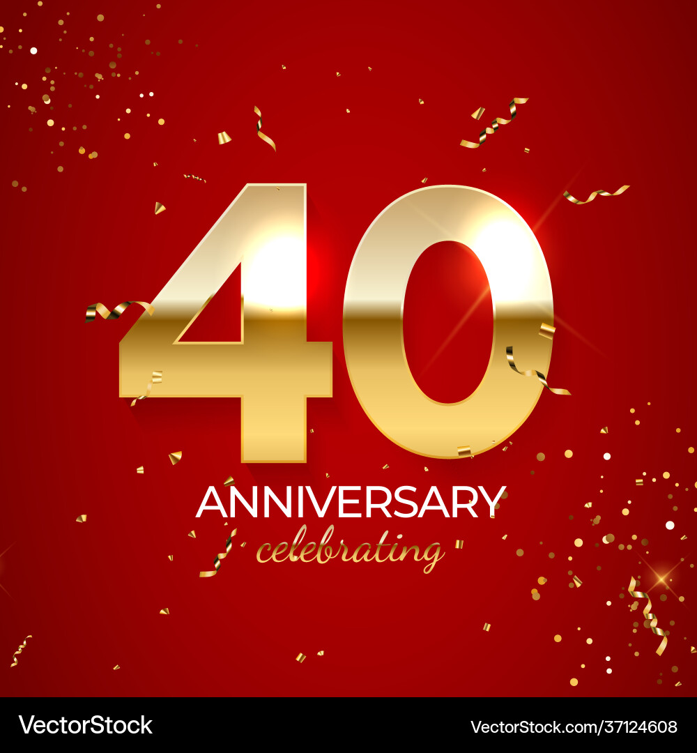 Golden Number 40 Anniversary Celebration Vector Image