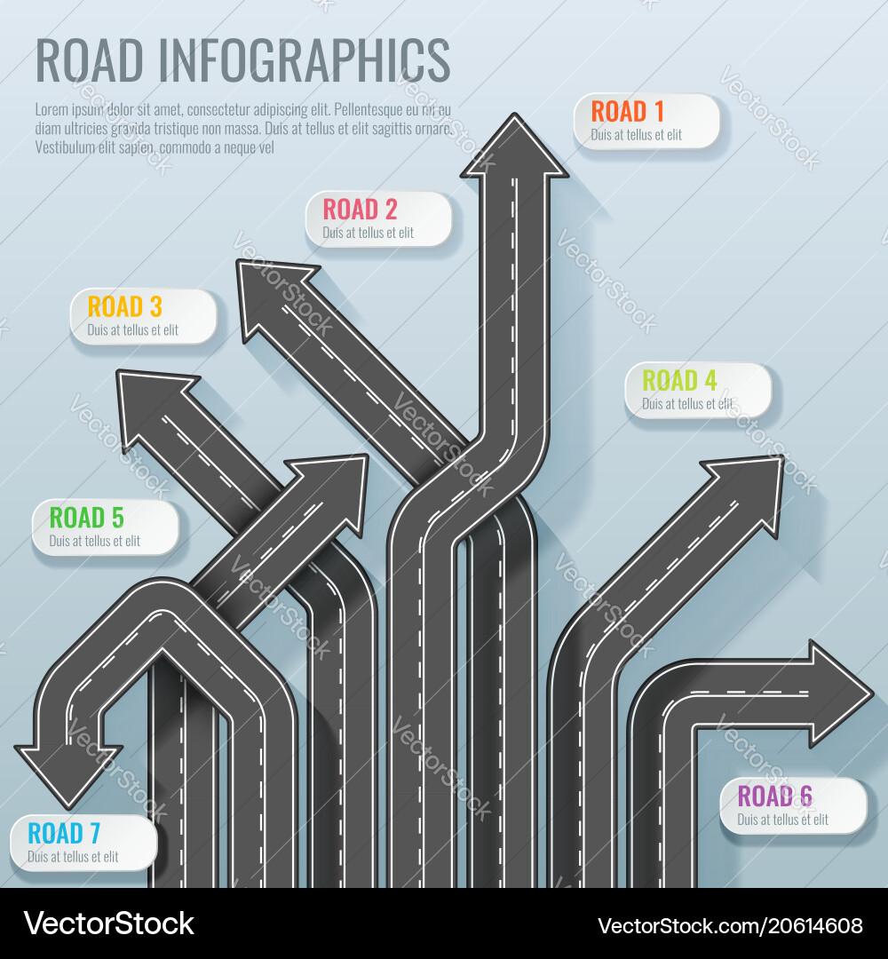 Infographics template with road map top view Vector Image