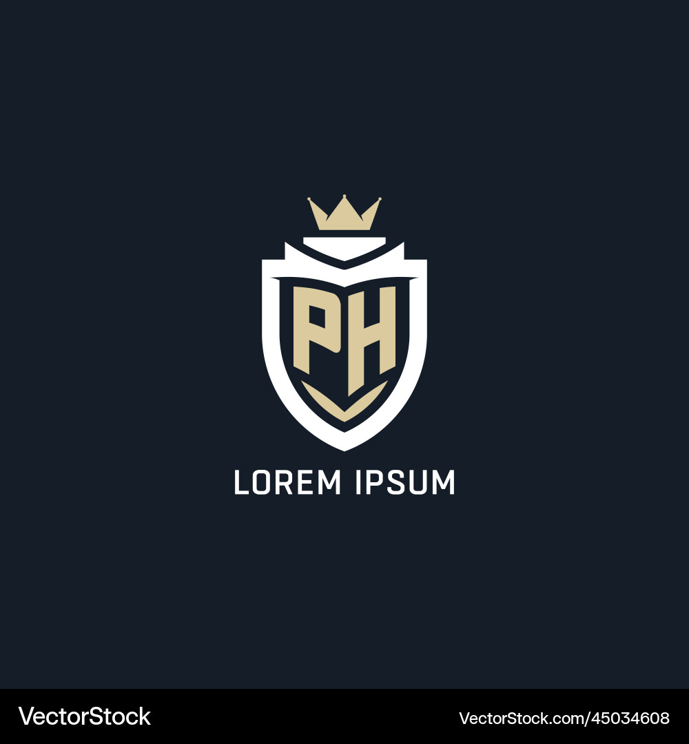 Initial letter ph shield and crown logo style Vector Image