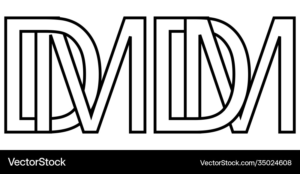 Logo md dm icon sign two interlaced letters m d Vector Image