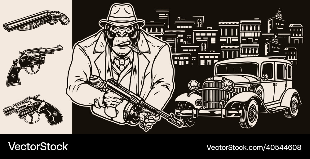 Mafia vintage monochrome concept Royalty Free Vector Image
