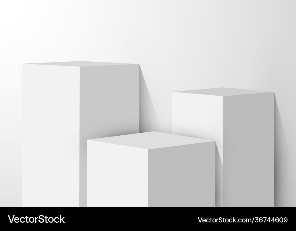3d realistic white pedestal rectangular box Vector Image