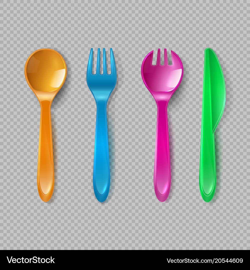 Colorful Plastic Cutlery Set Royalty Free Vector Image