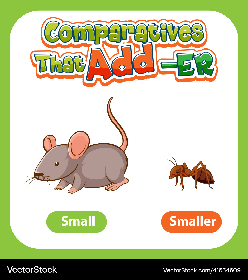 Comparative adjectives for word small Royalty Free Vector