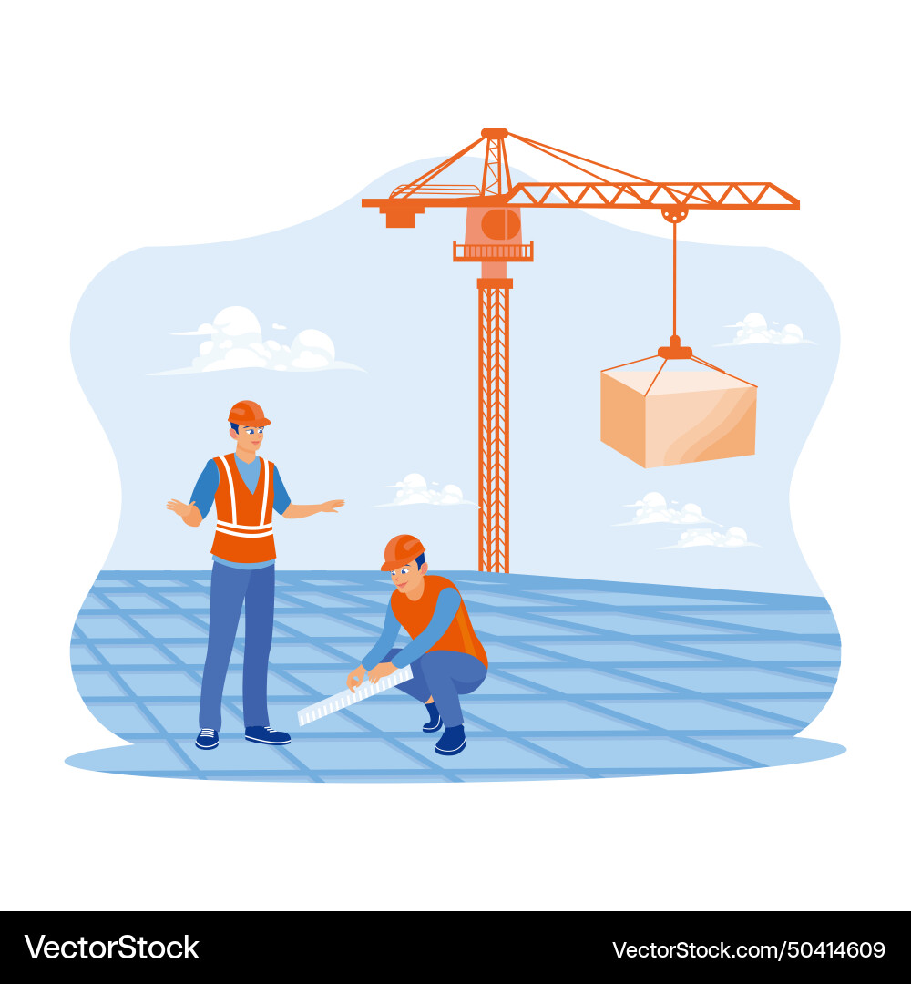 Construction engineers and workers Royalty Free Vector Image