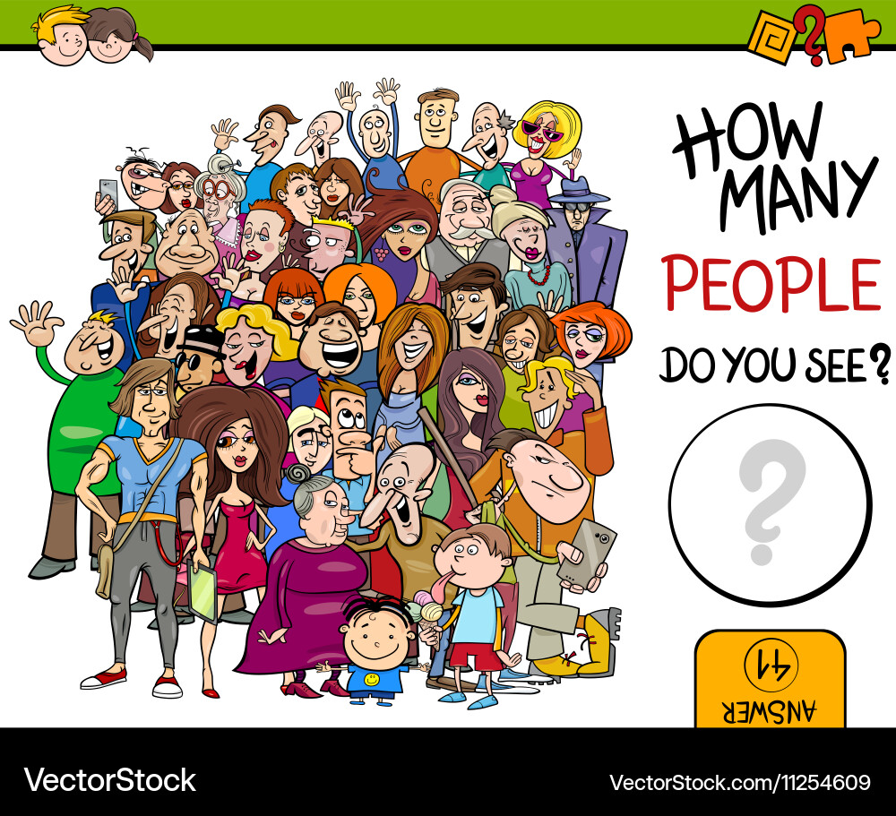 Counting people activity game Royalty Free Vector Image