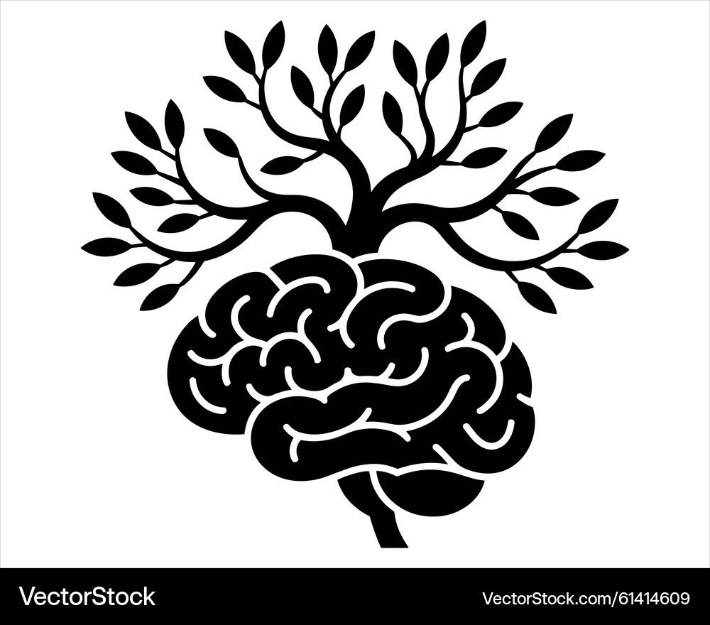 Human Brain with Tree Growth Silhouette – Free Vector | VectorStock