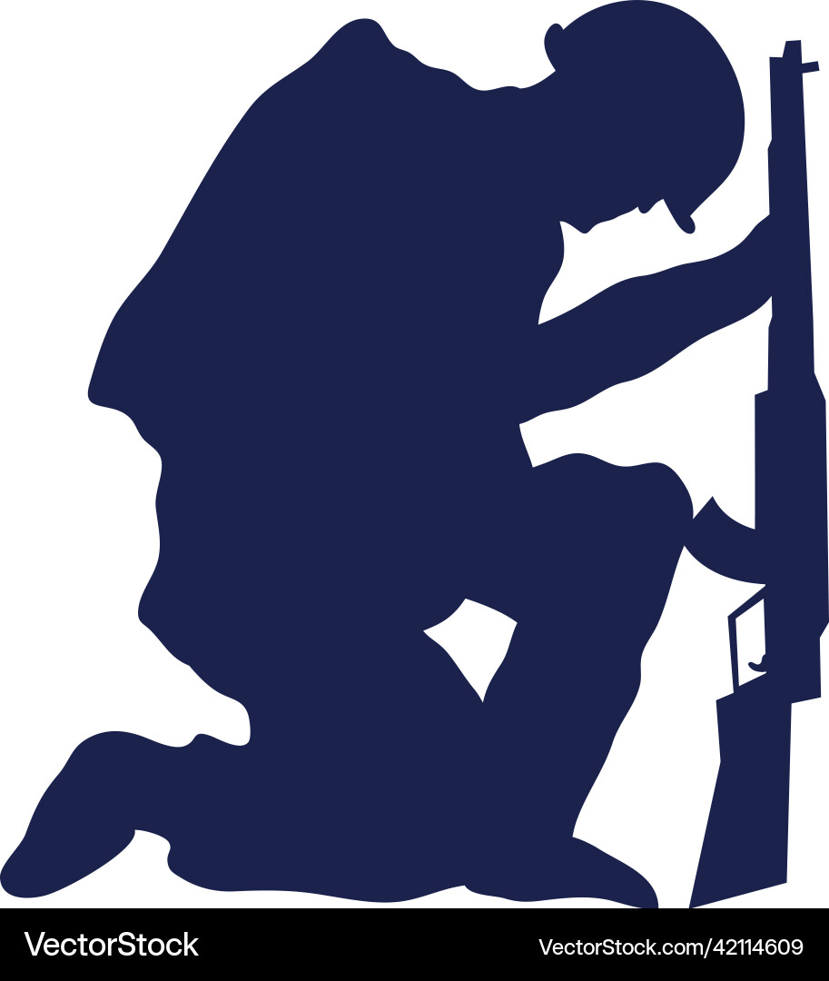 Kneeling Soldier with Rifle – Royalty-Free Vector | VectorStock