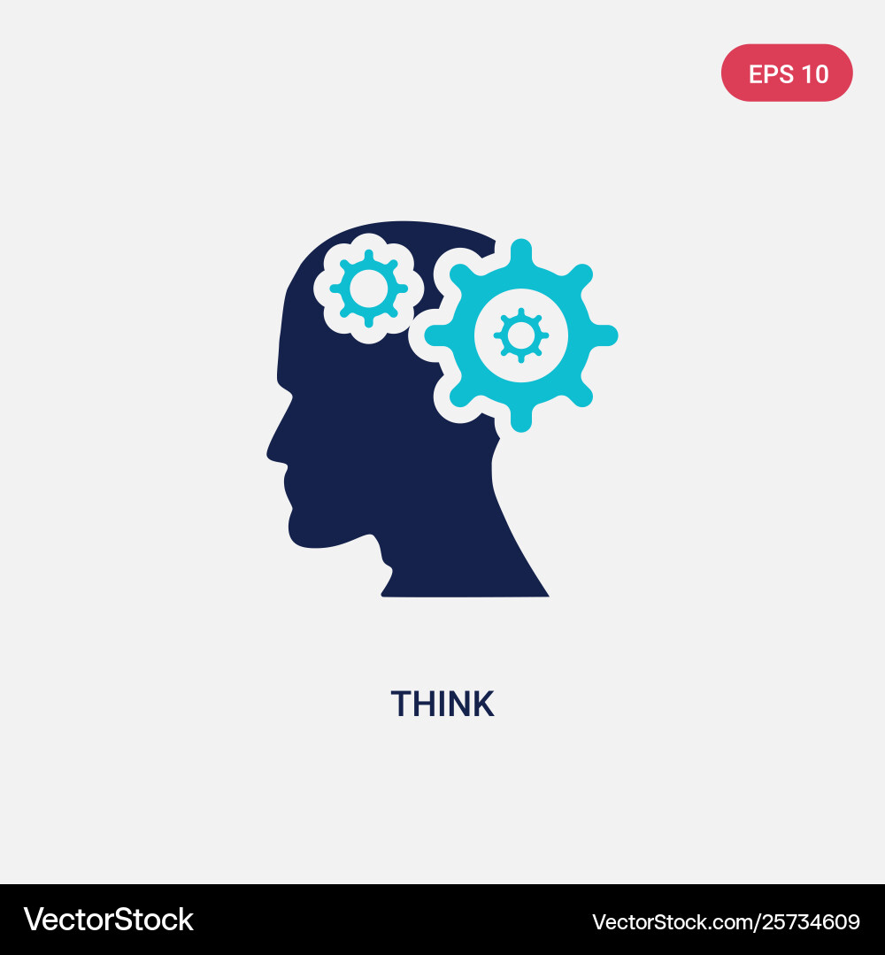 Modern Brain Think Icon - Blue & White Vector Image