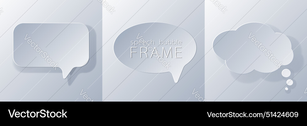 Papercut grey white speech bubbles Royalty Free Vector Image