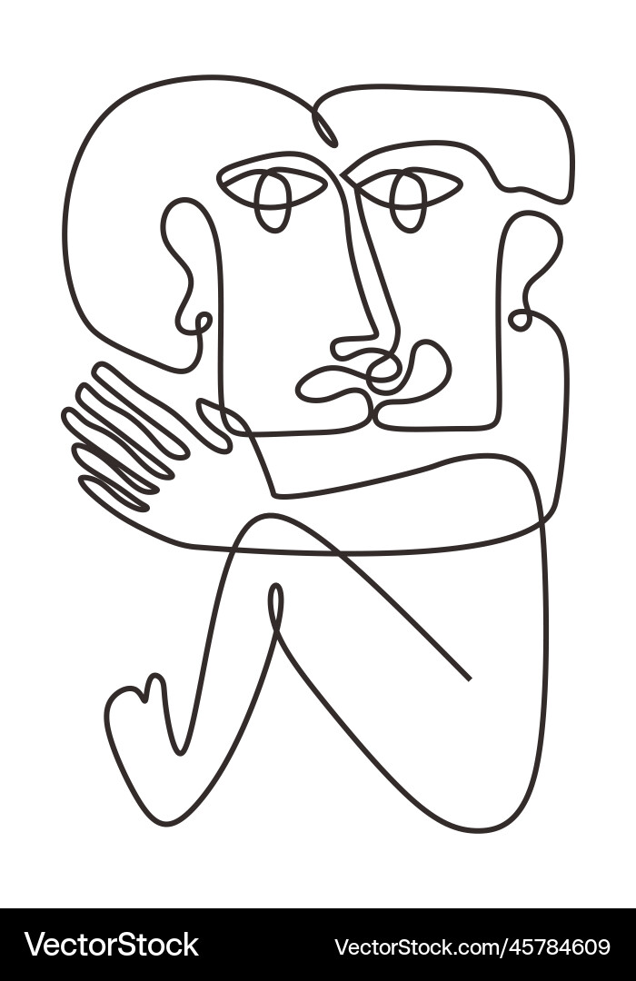 Picasso one line drawing style abstract face Vector Image