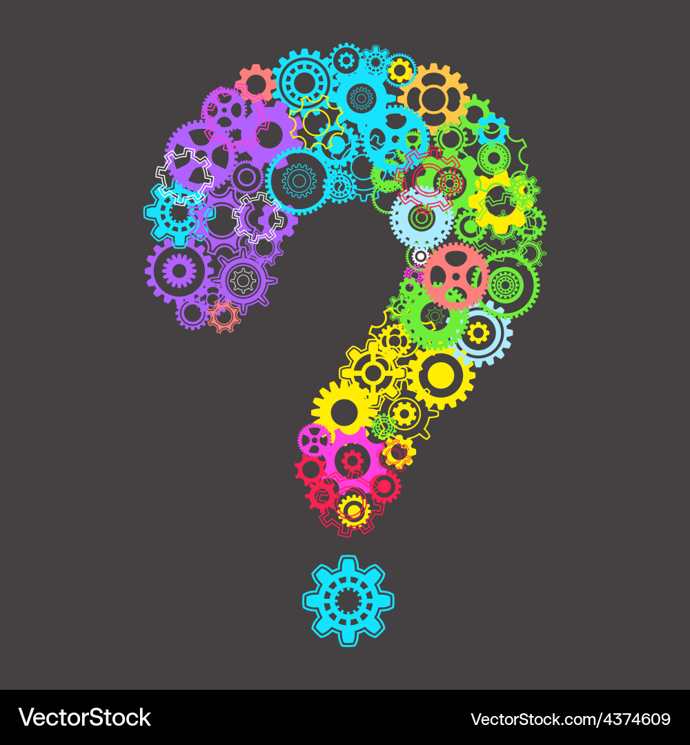 Question mark with cog wheels Royalty Free Vector Image
