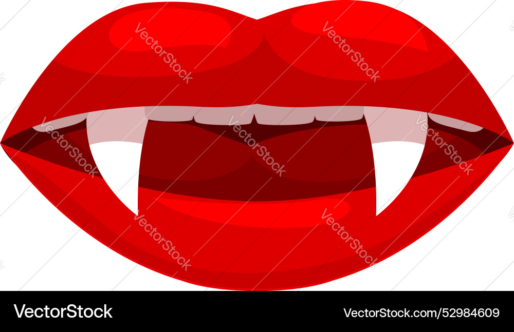 Red lips showing fangs are baring teeth Royalty Free Vector
