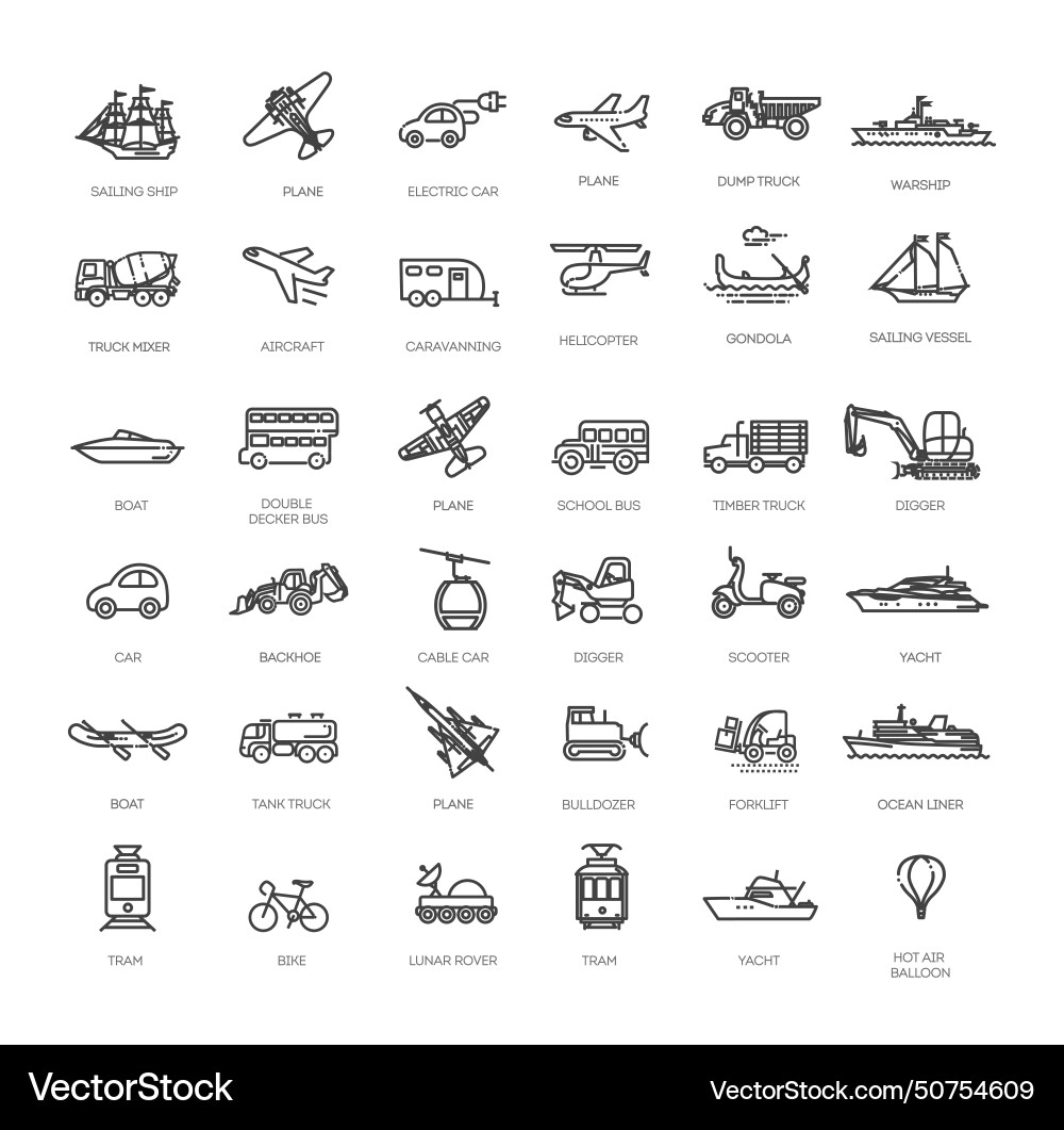 Transport vehicle icons Royalty Free Vector Image