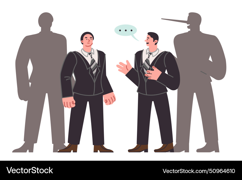 Deception in business negotiations between man Vector Image