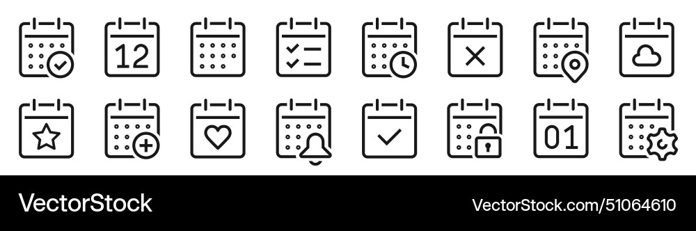 Kalender Icons Sammlung Set einfach Lizenzfreier Vektor