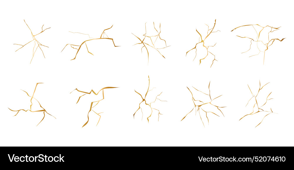 Kintsugi gold simple break lines asian geometric Vector Image