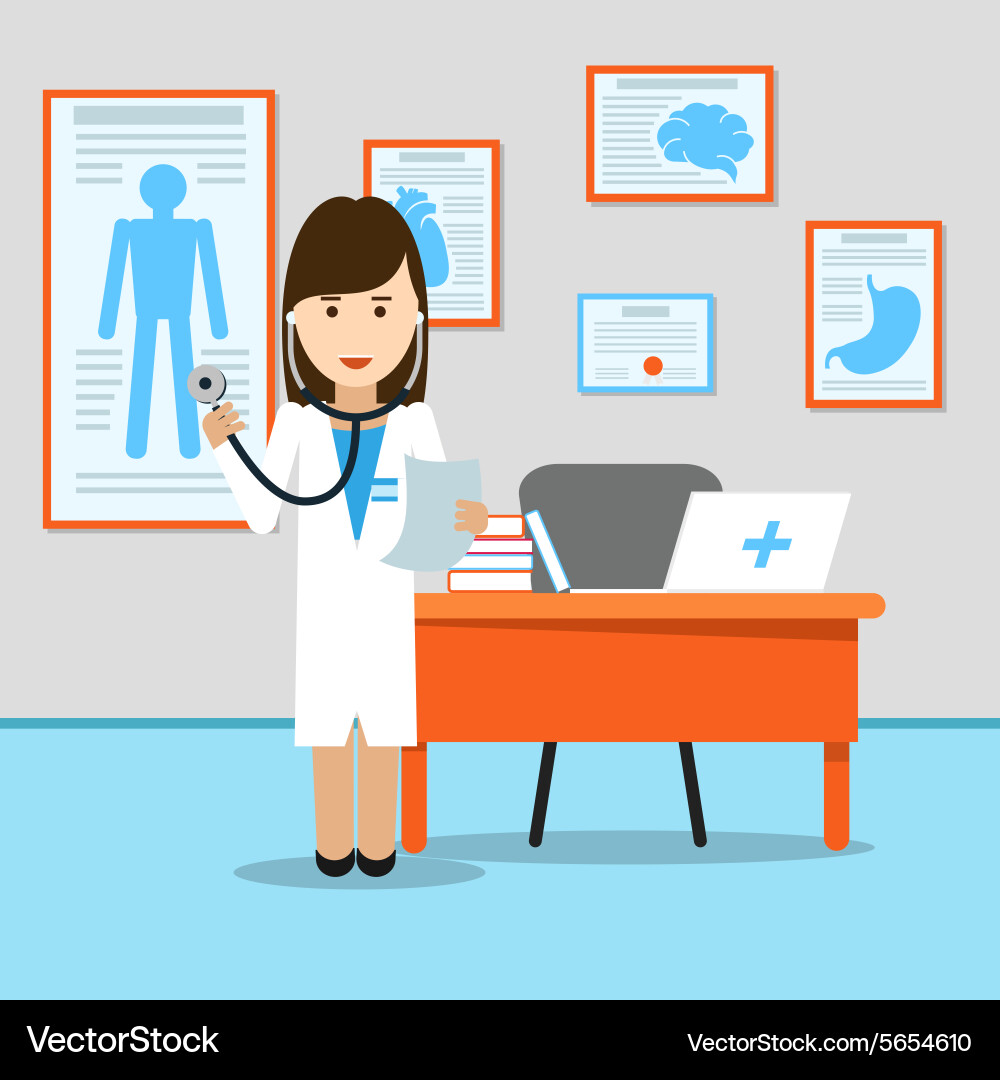 Medical doctor at the table Royalty Free Vector Image