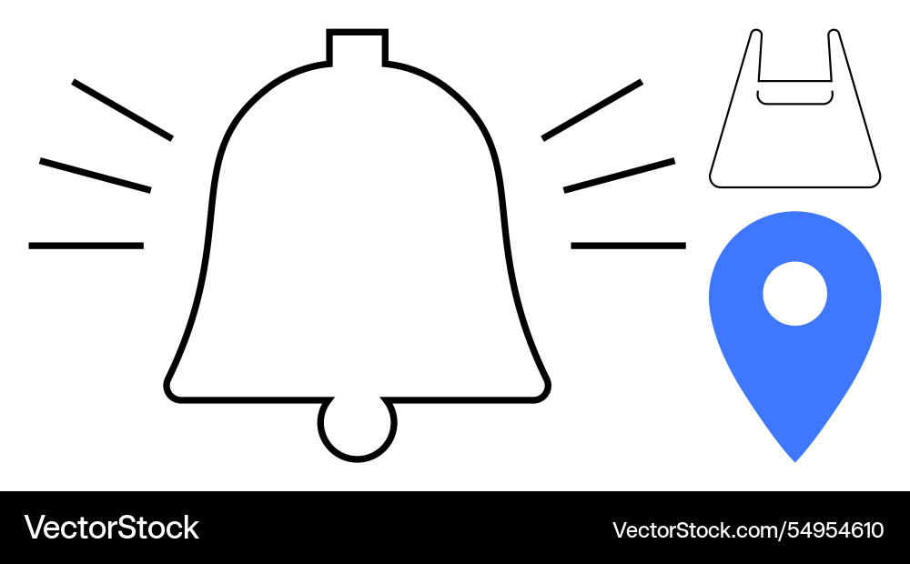 Notification bell shopping bag and location pin Vector Image