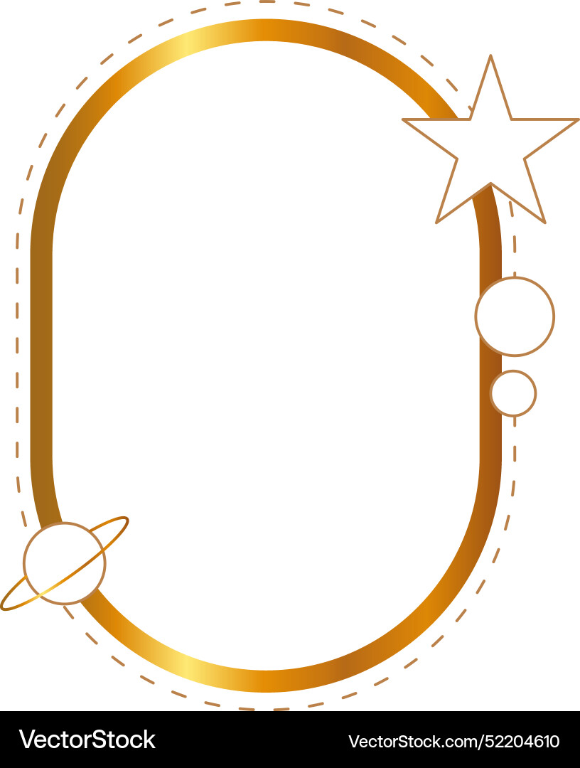 Oval rounded frame gold monoline aesthetic Vector Image