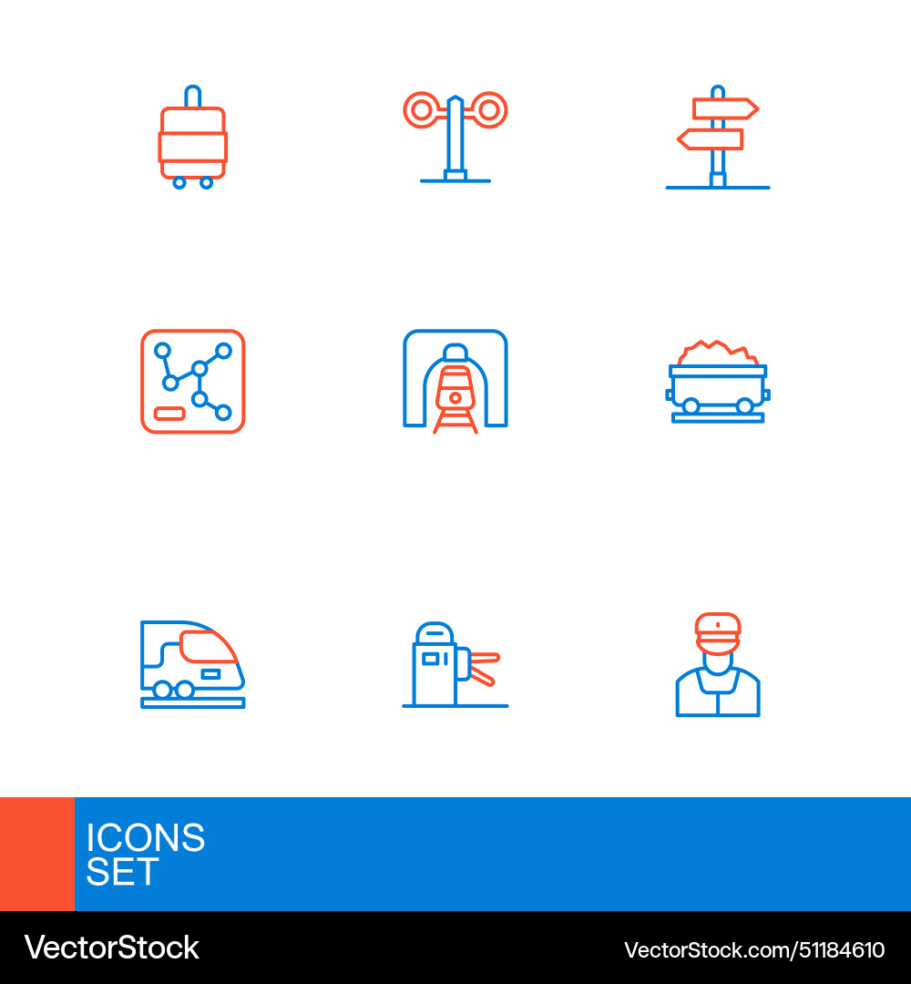 Set line train conductor turnstile high-speed Vector Image