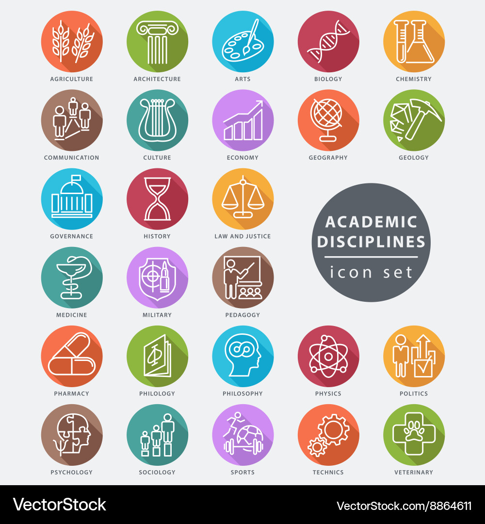 Academic Icon Set - Diverse Fields Royalty Free Vector Image