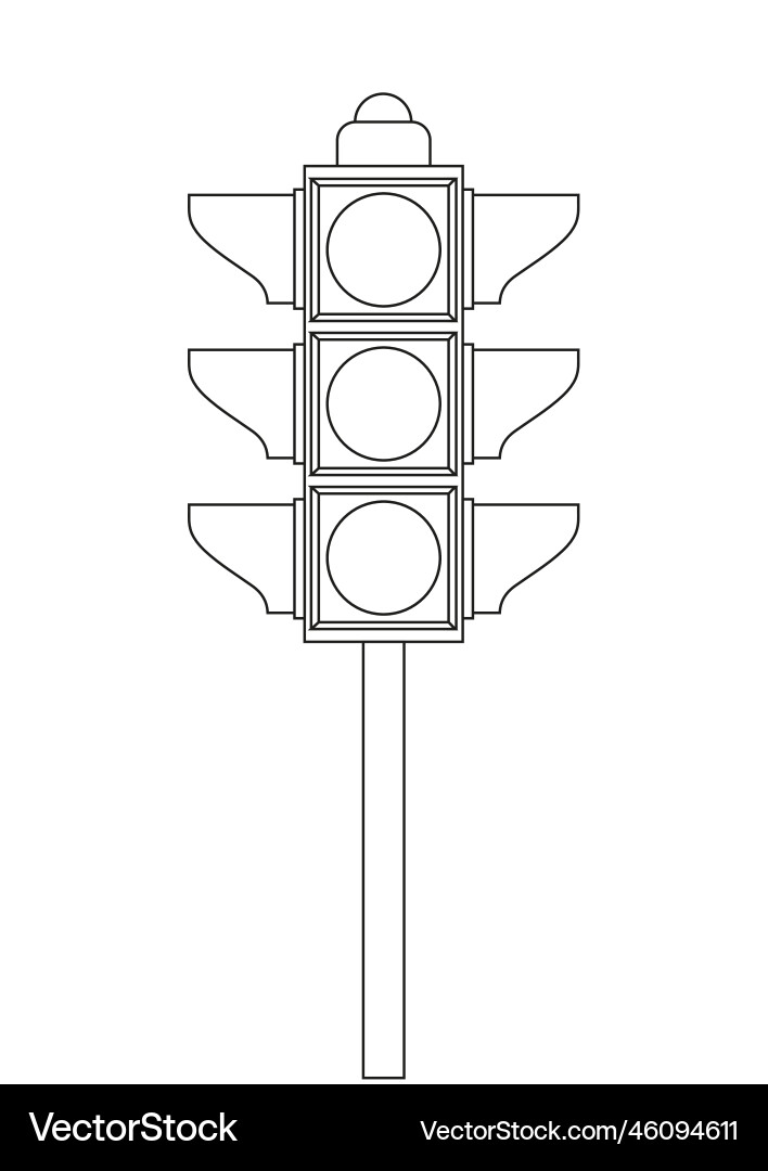 Black and white traffic light clipart coloring Vector Image