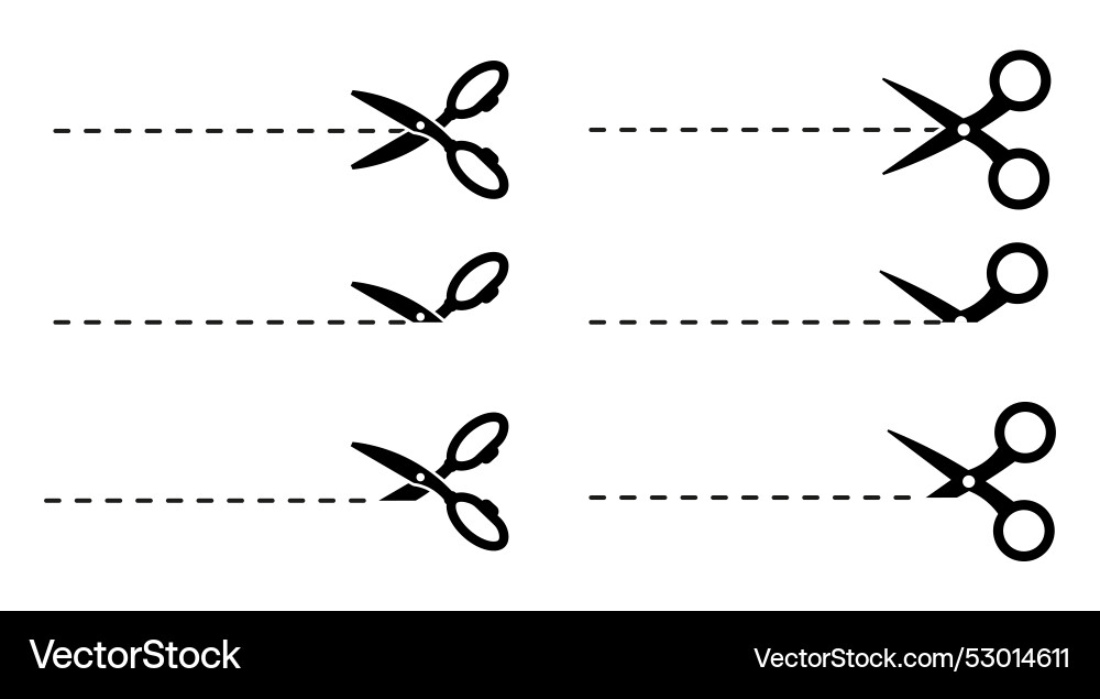 Black scissors coupon collection set Royalty Free Vector