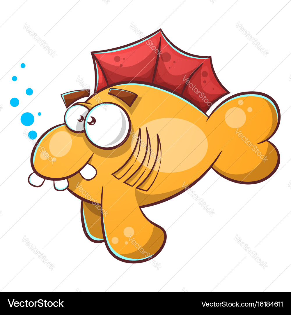 Cartoon fish tooth water eye Royalty Free Vector Image