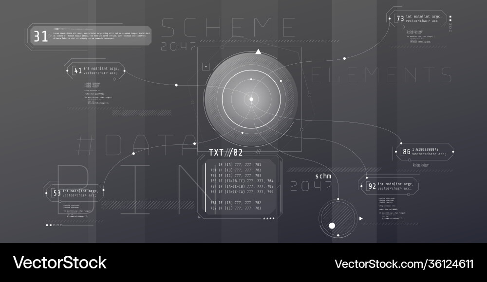 Composition computer hud interface with code Vector Image