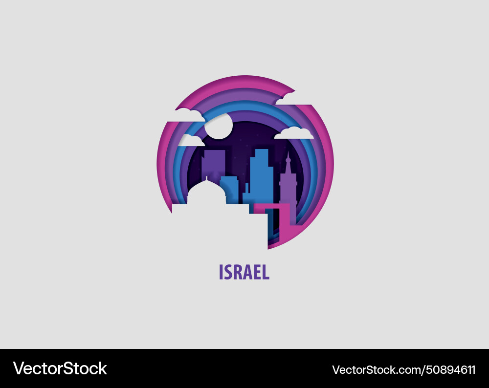 Creative paper cut layer craft israel origami Vector Image