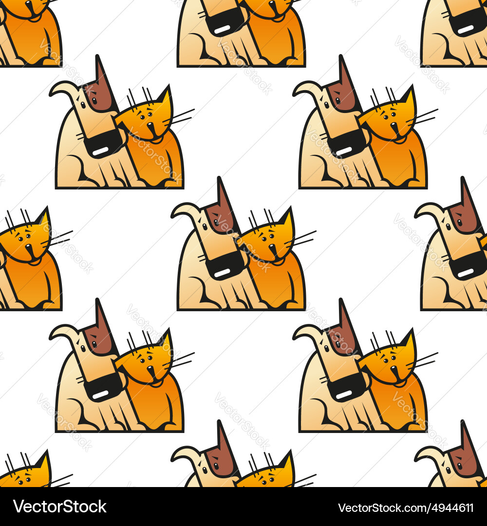 Cute Cat and Dog Pattern Royalty Free Vector Image