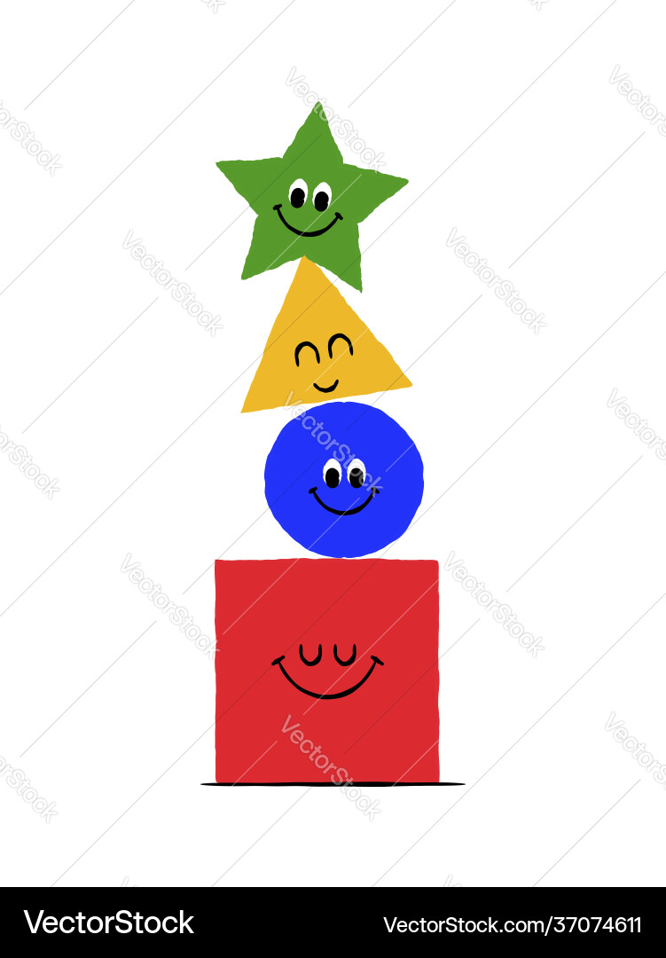 Fun Geometric Shape Friends Royalty Free Vector Image