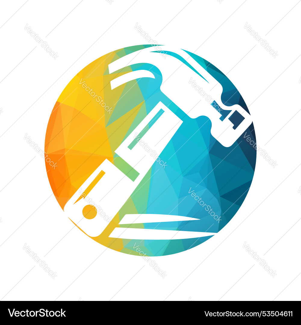 Geometric hammer icon with colorful gradient Vector Image